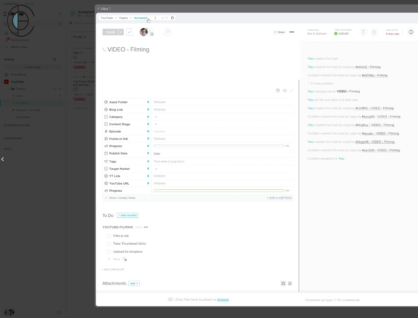 YouTube Workflow – Part 3 ClickUp – CEO Entrepreneur